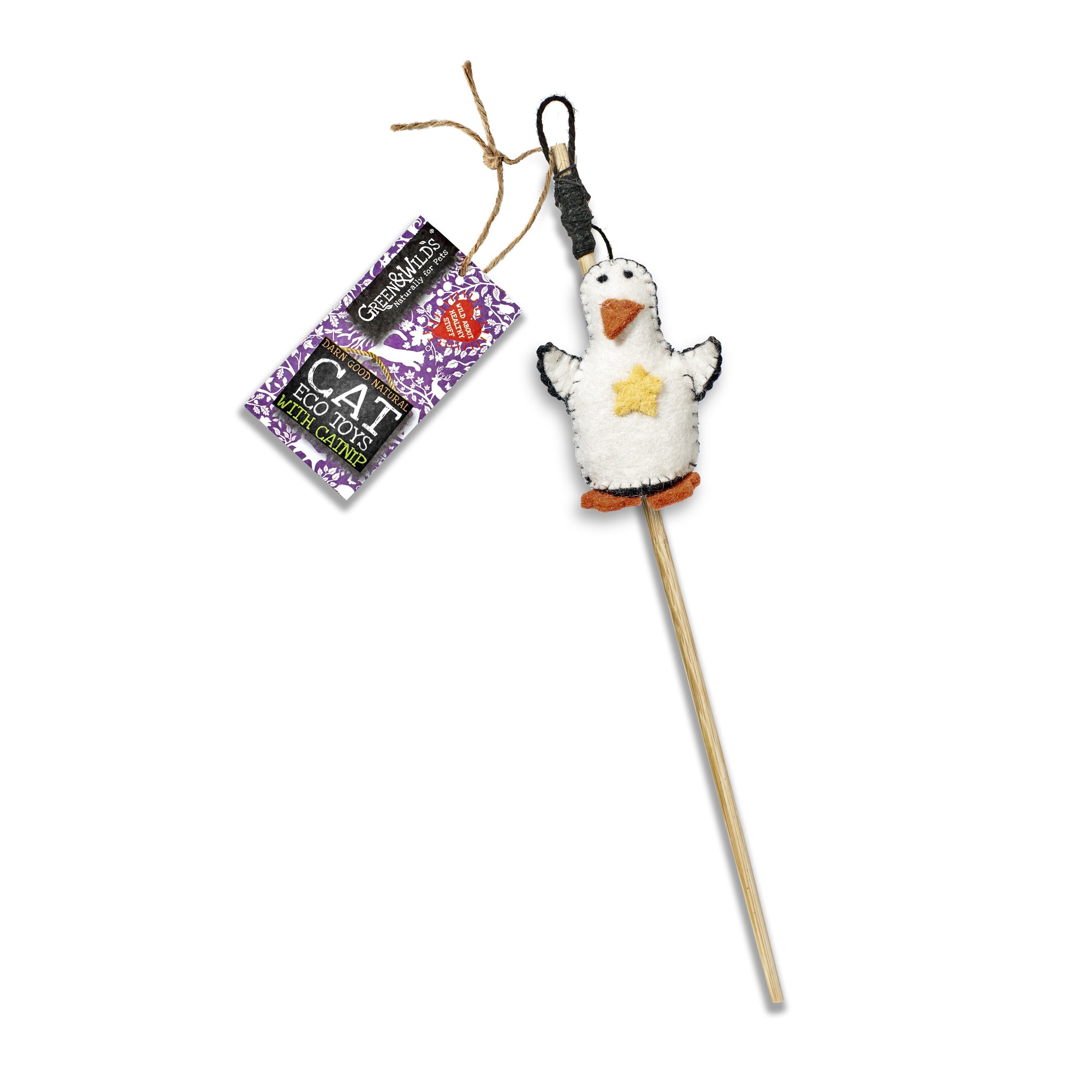 Penelope Penguin - Eco Teaser toy with catnip – Green and Wilds - Retail