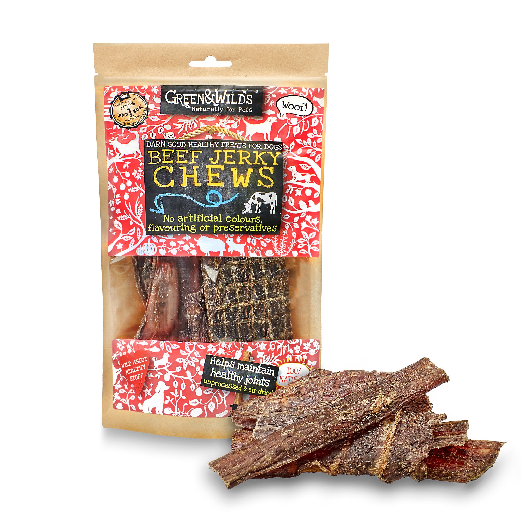 Beef Jerky Chews, 100g | Low-calorie Natural Snack for Dogs – Green and ...